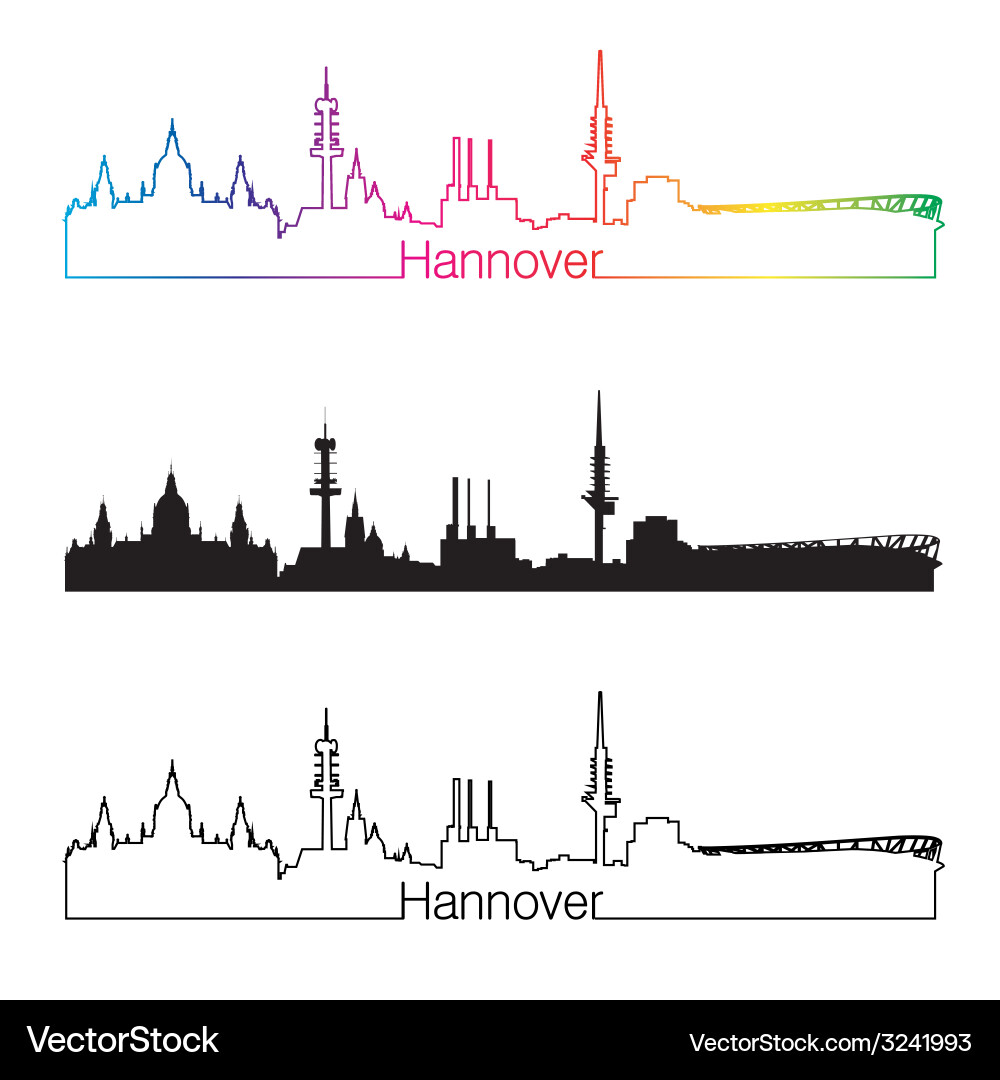 Hannover skyline linear style with rainbow Vector Image