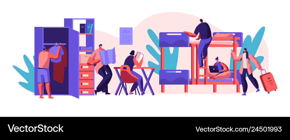 Interior hostel for student place living Vector Image