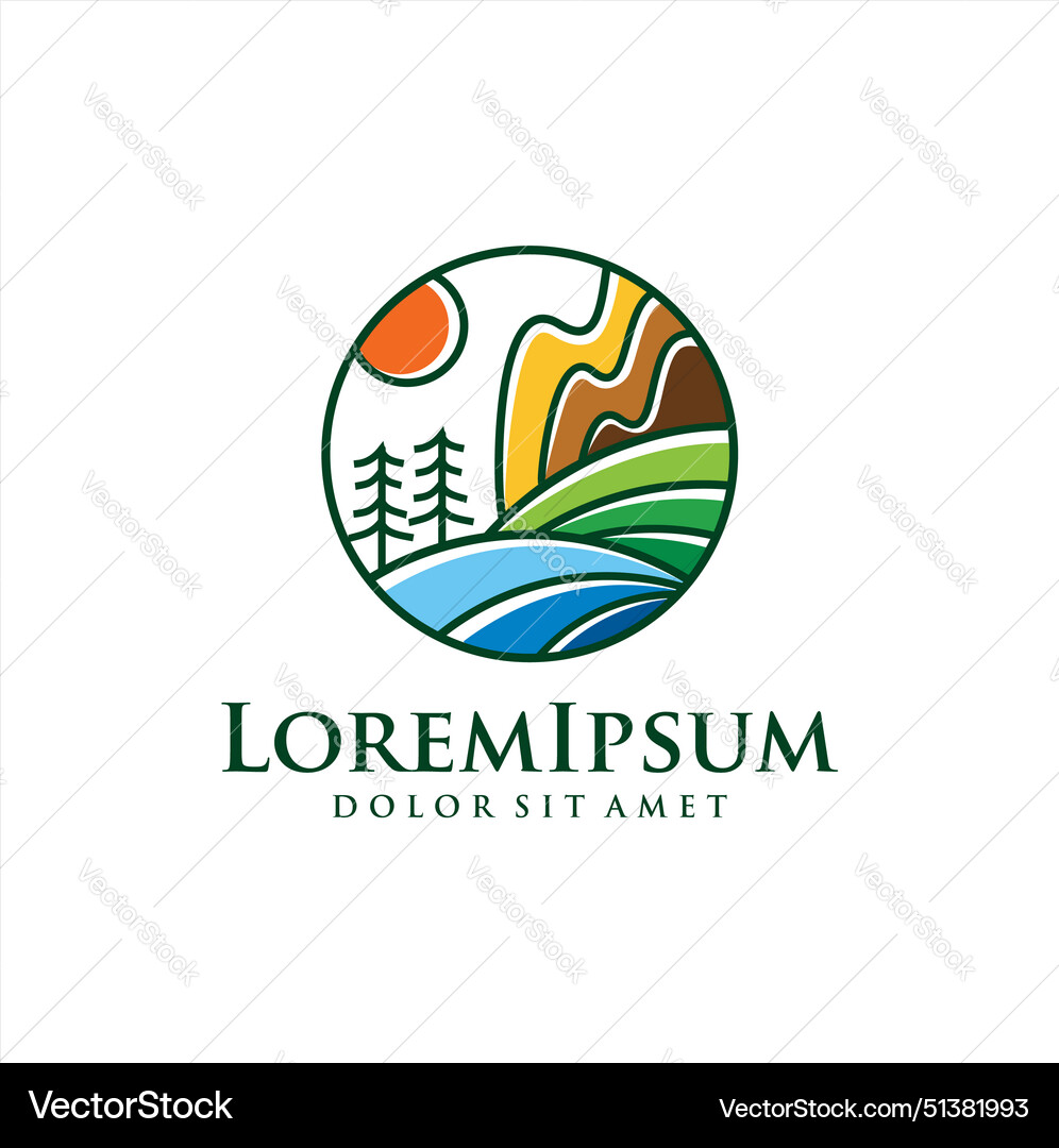 Landscape logo icon nature Royalty Free Vector Image