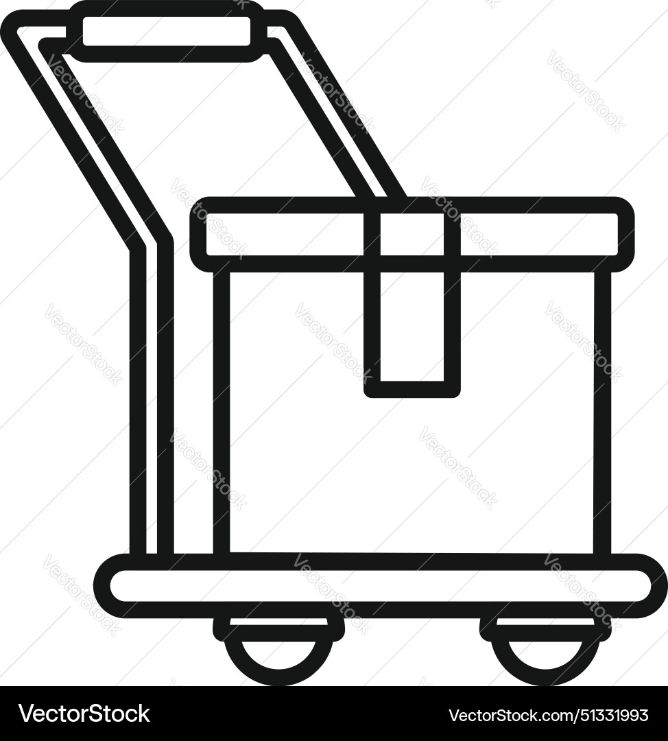 Line art of a package on trolley Royalty Free Vector Image