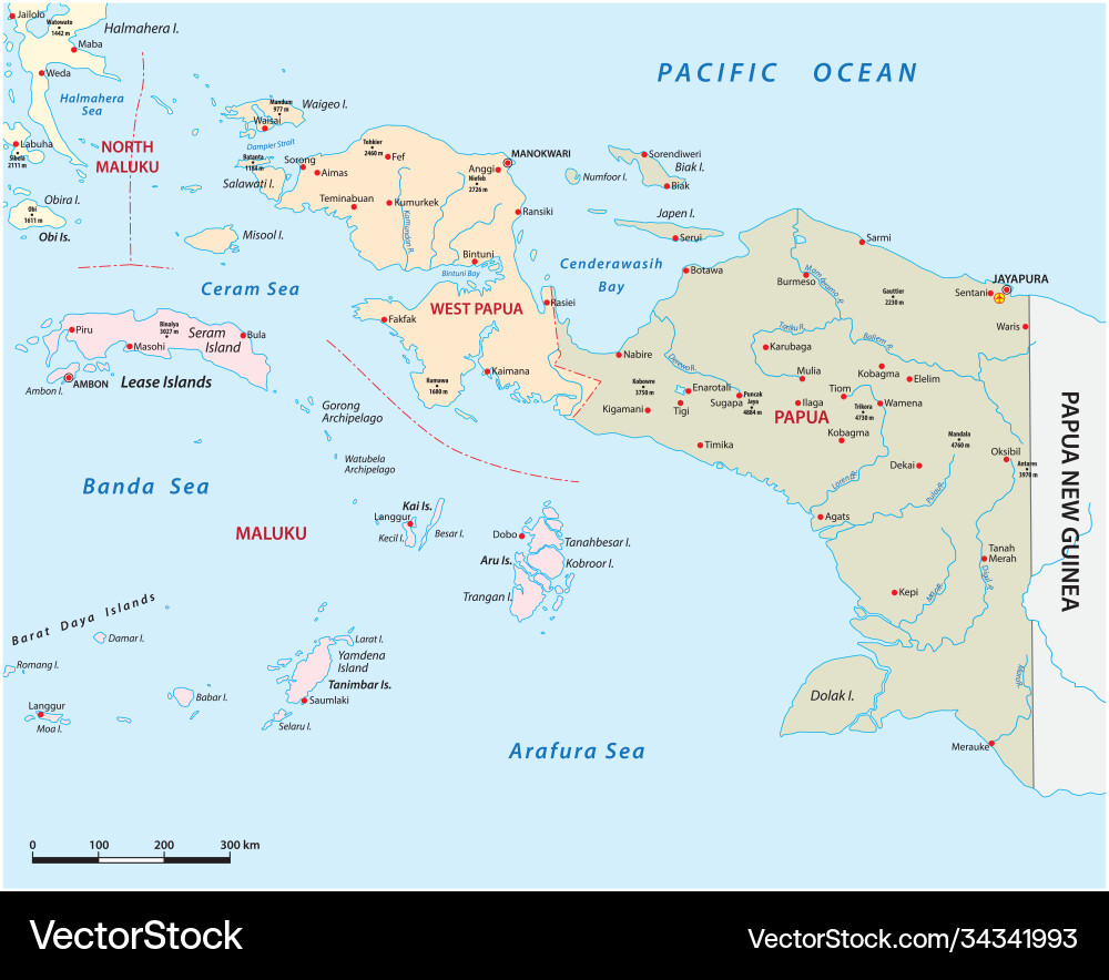 Landkarte indonesische Provinzen papua West Vektorbild