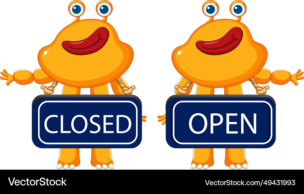 Monster cartoon character with open and closed Vector Image