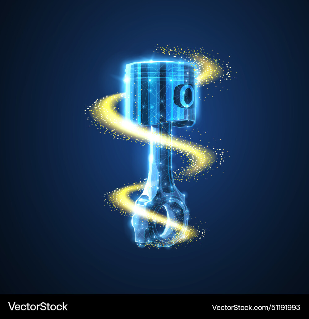 One piston and oil splash on blue motor Royalty Free Vector