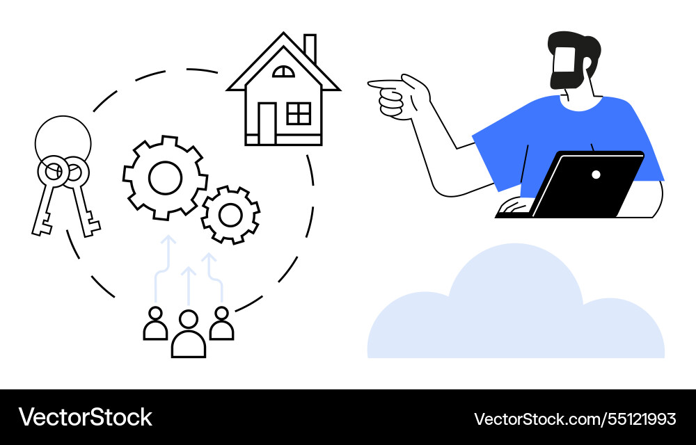 Remote property management concept with gears Vector Image