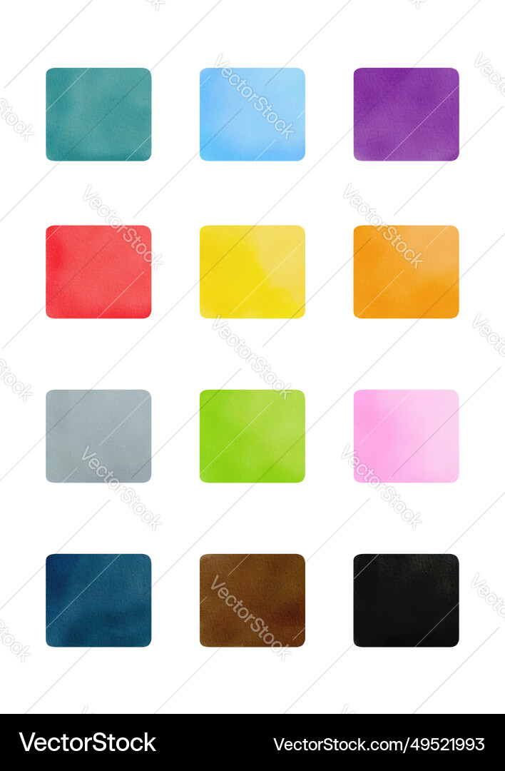 Set of colored squares watercolor design Vector Image