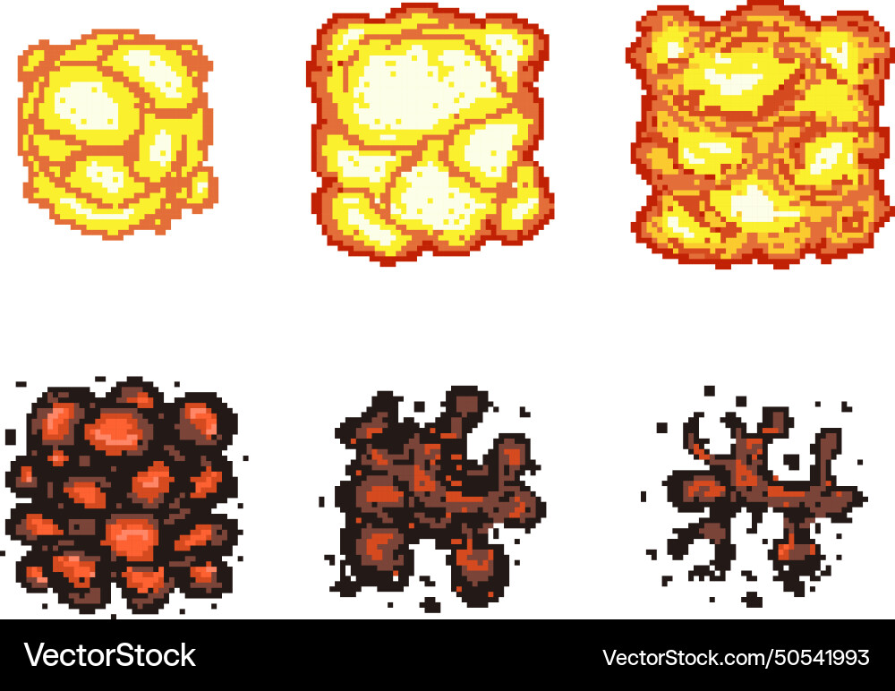 Video game explosion animation in pixel art Vector Image