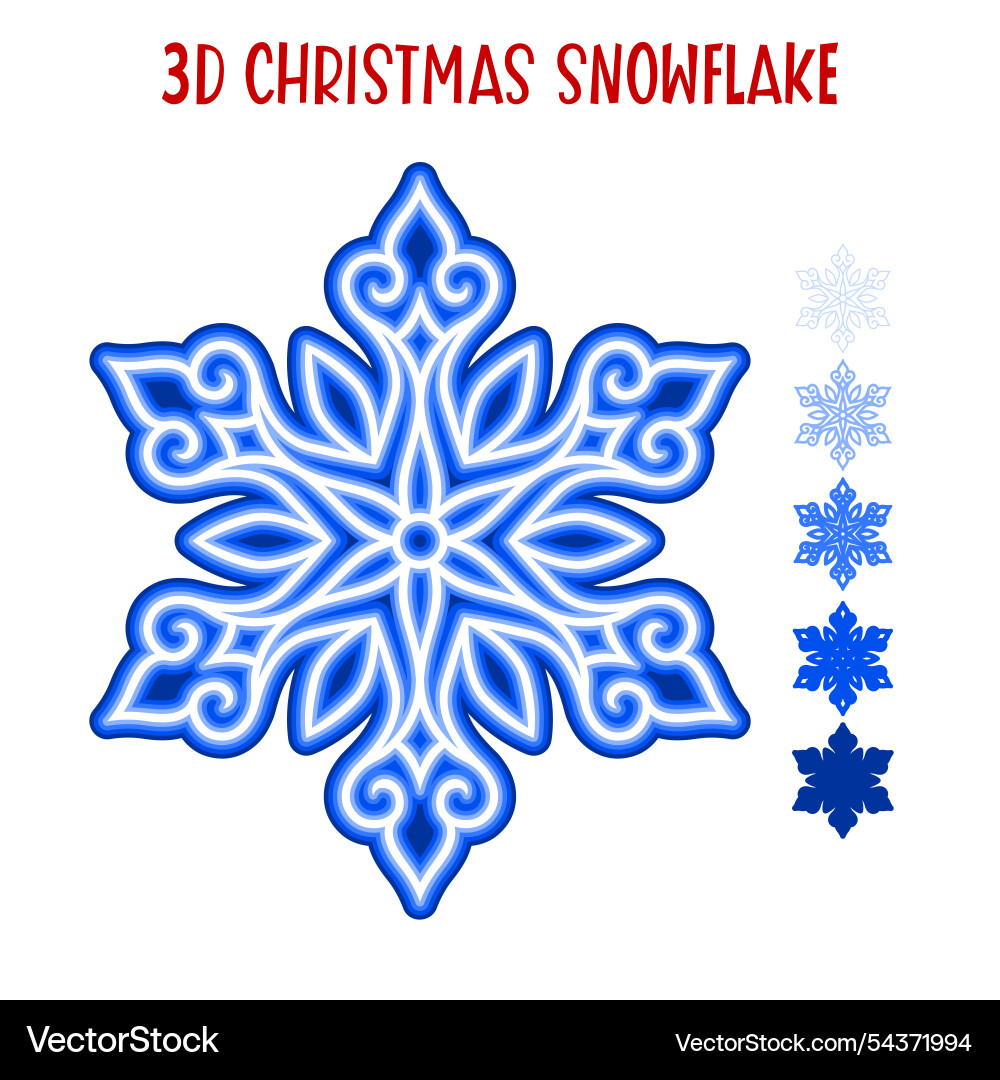 3d snowflake silhouette paper cut layered Vector Image