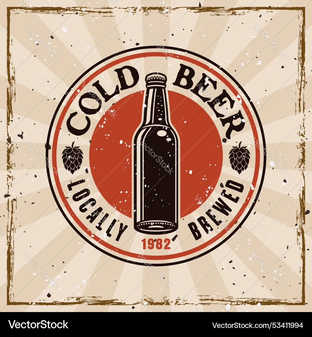 Beer colored retro emblem badge label Royalty Free Vector