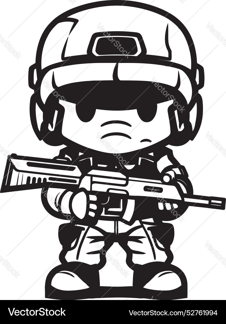 Bold brushstroke brigade cartoon soldier doodle Vector Image