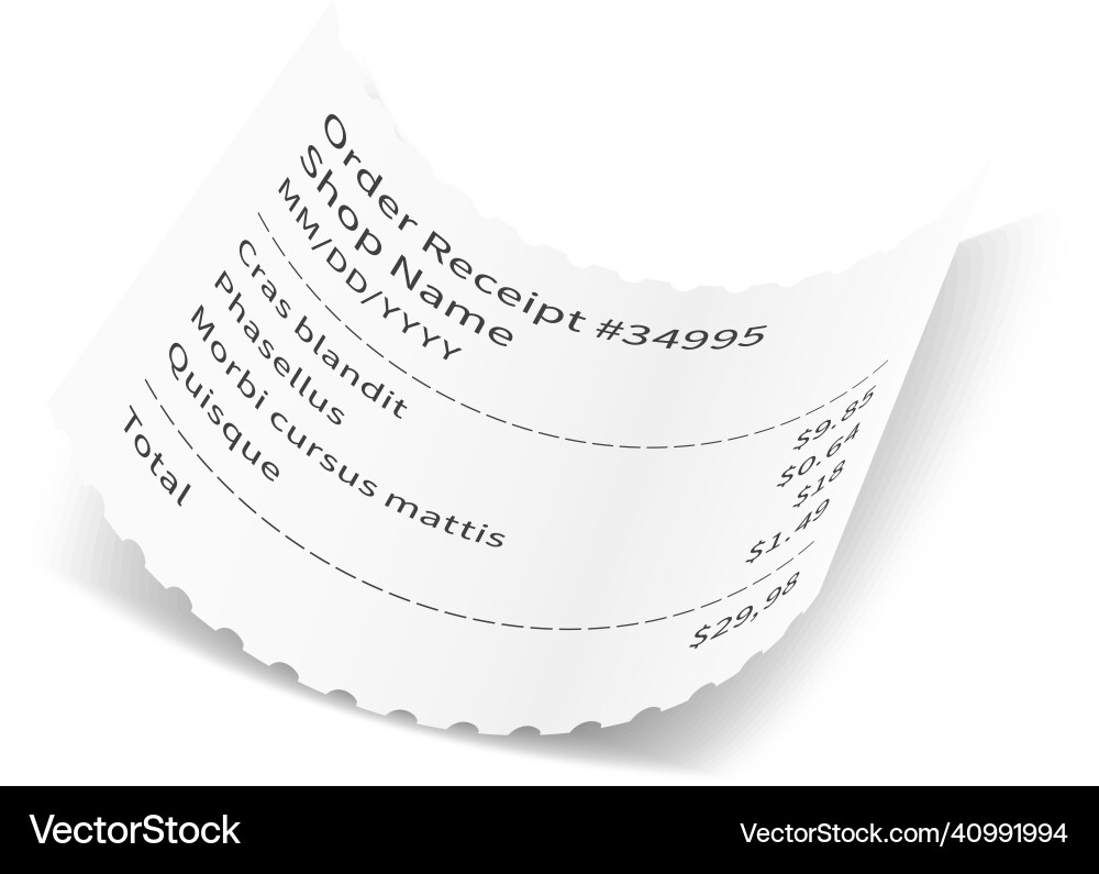 Customer receipt purchases list realistic paper Vector Image