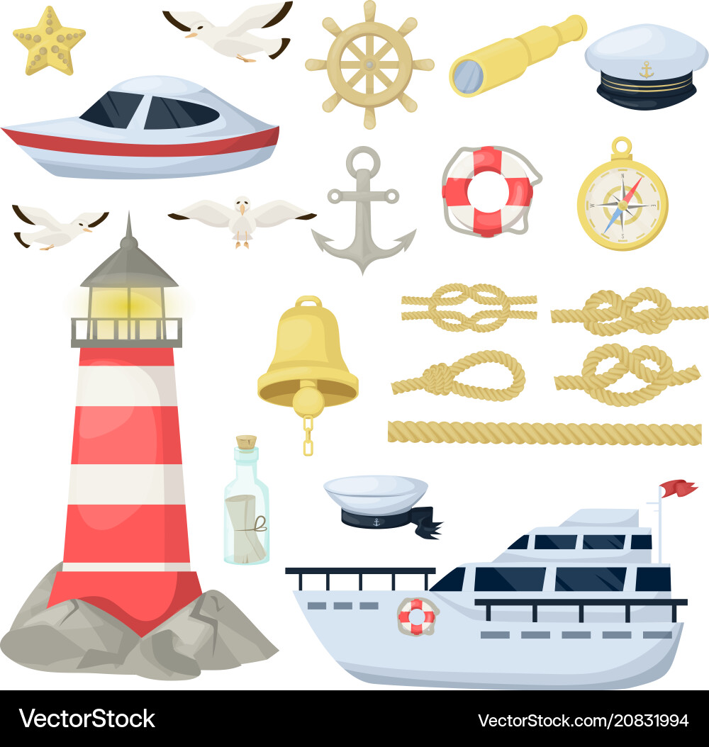 Nautical Boat & Marine Elements Royalty Free Vector