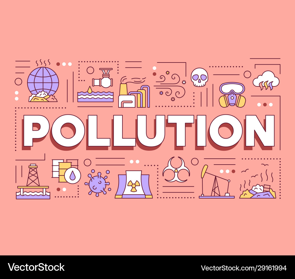 Pollution word concepts banner presentation Vector Image