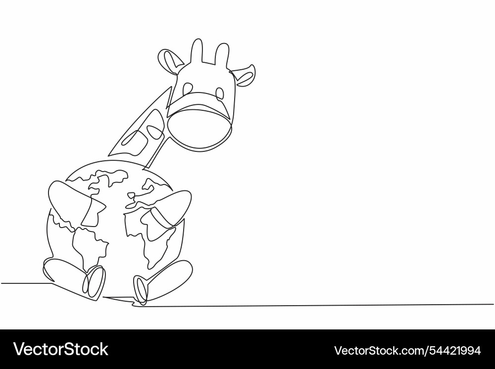 Single continuous line drawing cute giraffe Vector Image