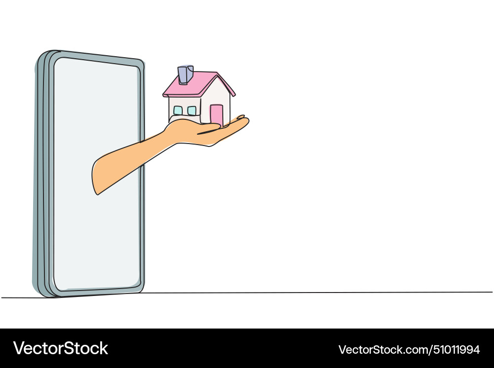 Single continuous line drawing hands come out Vector Image