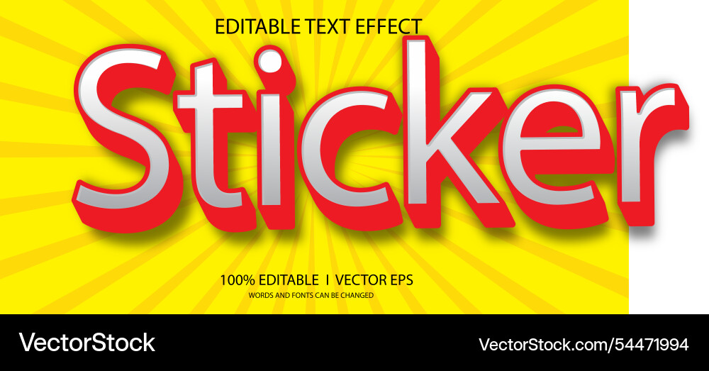 Sticker text effect with modern style design Vector Image