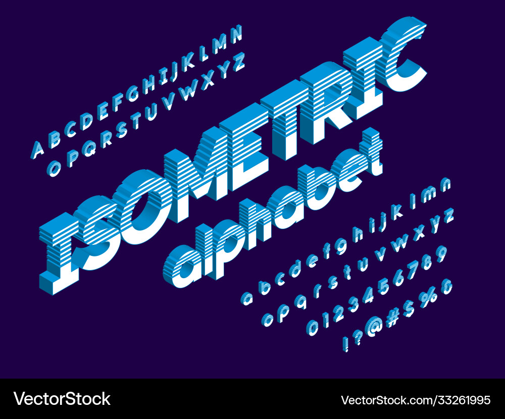 3d isometric font Royalty Free Vector Image - VectorStock