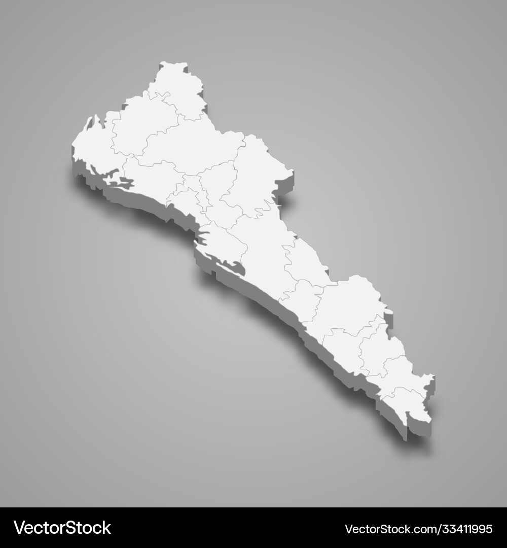3D Map of Sinaloa, Mexico Royalty Free Vector Image