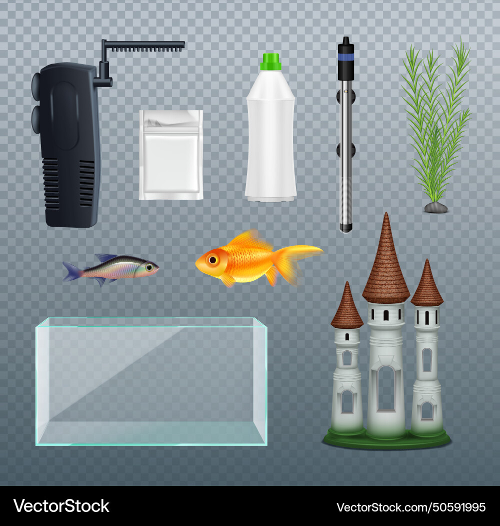 Aquarium realistic set Royalty Free Vector Image