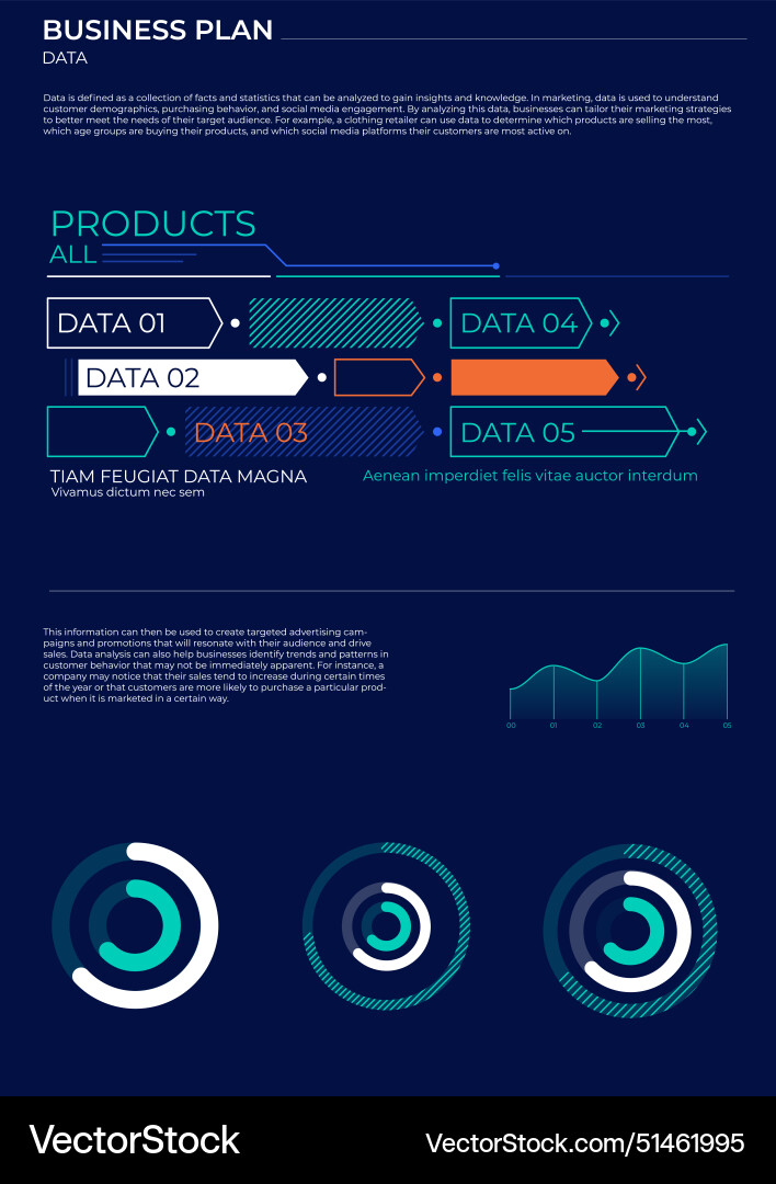 Business data analysis charts in color Royalty Free Vector