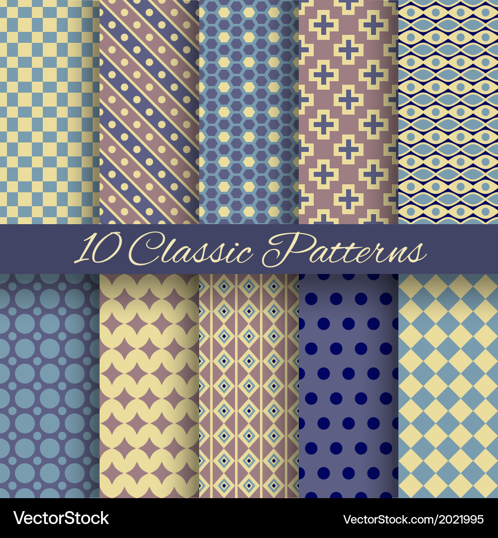 Classic different seamless patterns tiling Vector Image