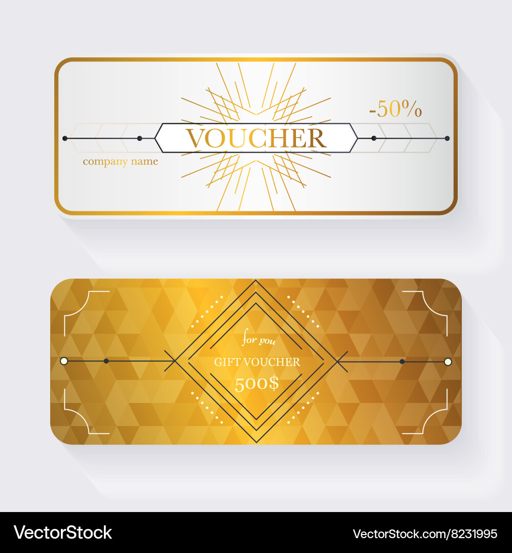 Gold Gift Certificate Template Royalty Free Vector Image