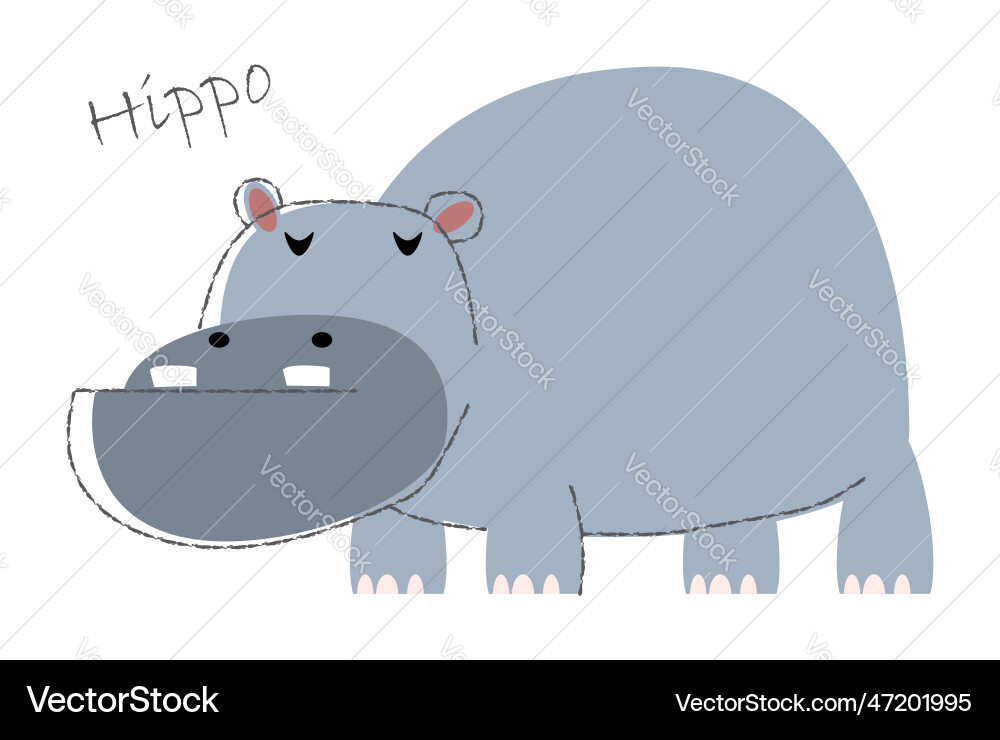 Hippopotamus cute animals cartoon characters Vector Image
