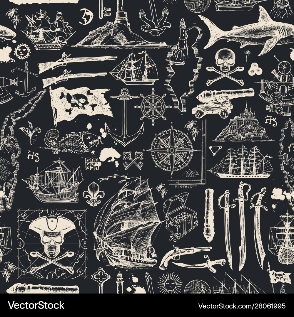 Pirate Seamless Pattern Royalty Free Vector Image