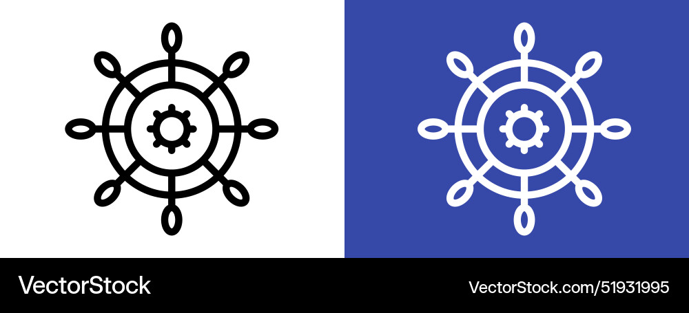 Ship wheel icon logo set Royalty Free Vector Image