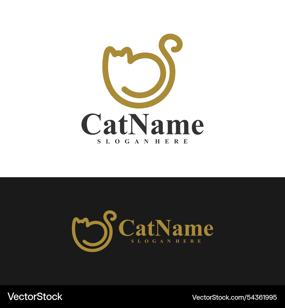 Simple line cat logo Royalty Free Vector Image