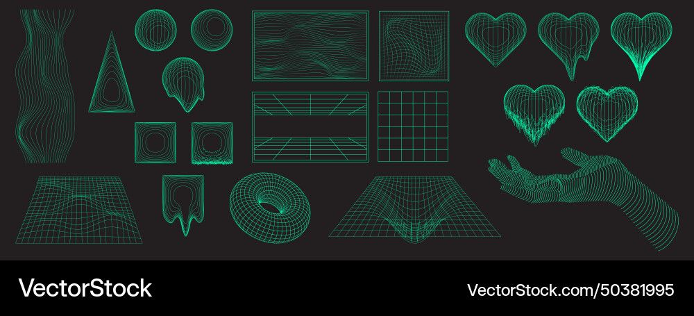 Y2k grid abstract shape and design elements Vector Image