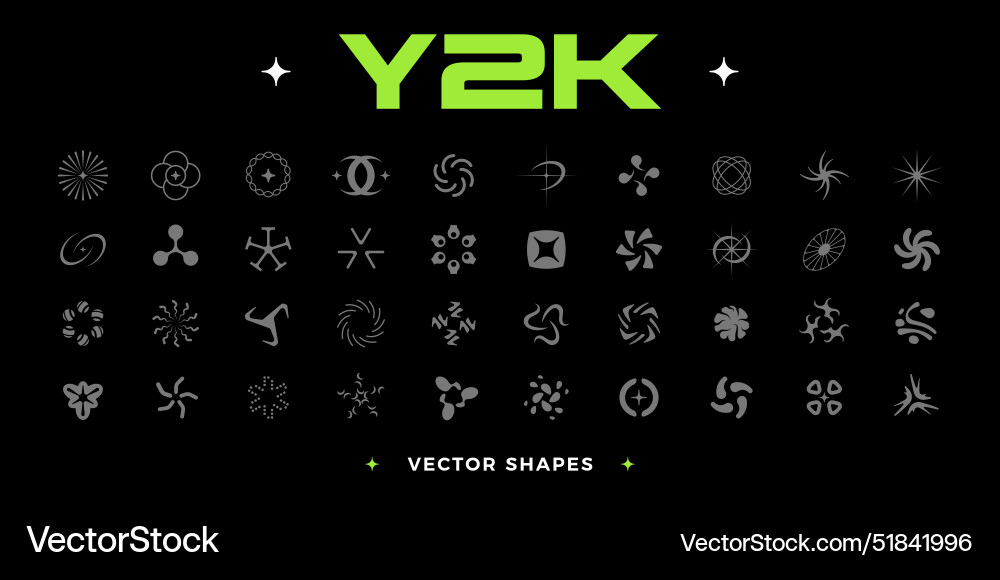 Acid y2k style elements set Royalty Free Vector Image