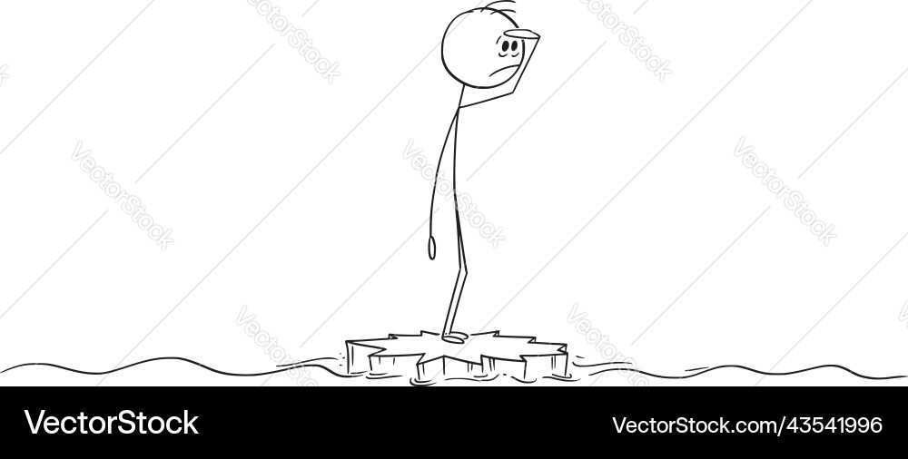 Alone person feeling loneliness cartoon stick Vector Image