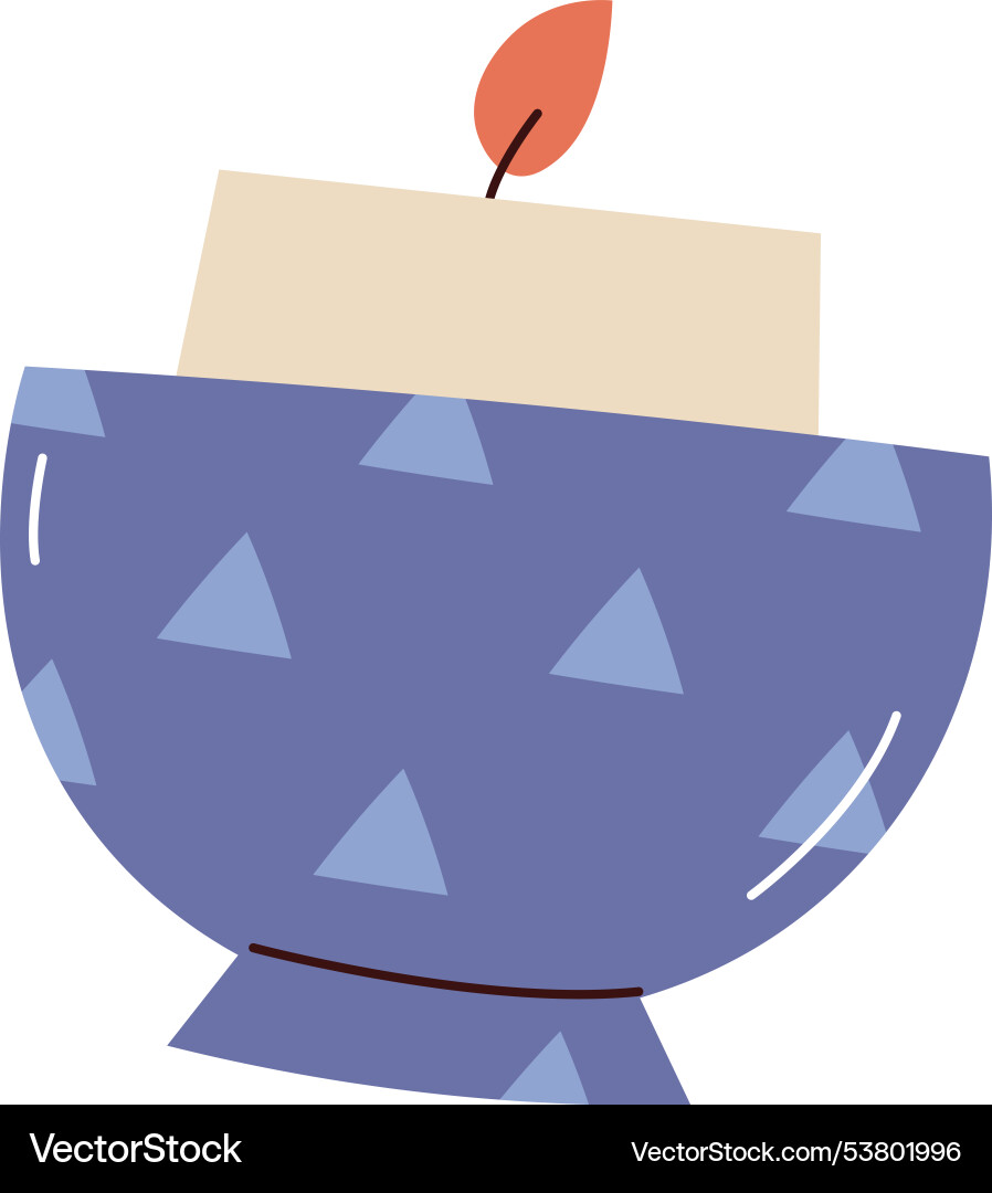 Burning candle in saucer Royalty Free Vector Image