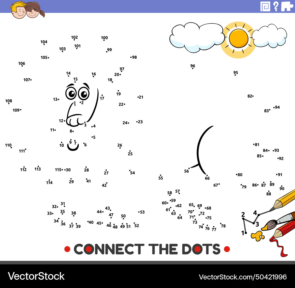 Connect the dots activity with cartoon lion Vector Image