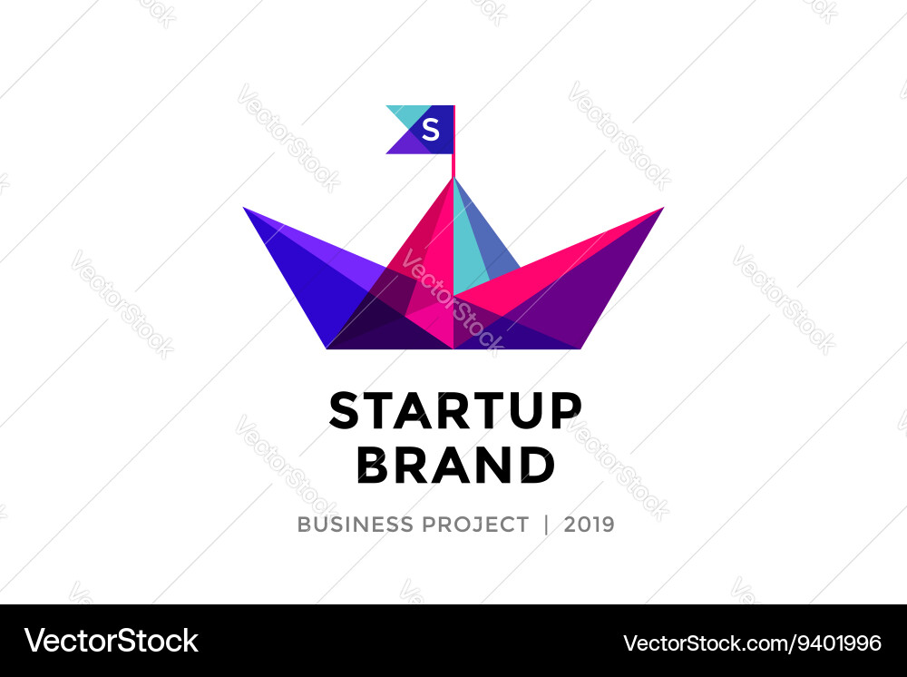 Design template colorful paper boat Royalty Free Vector