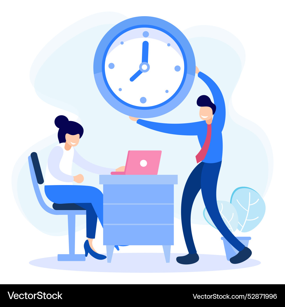 Graphic cartoon character of time management Vector Image