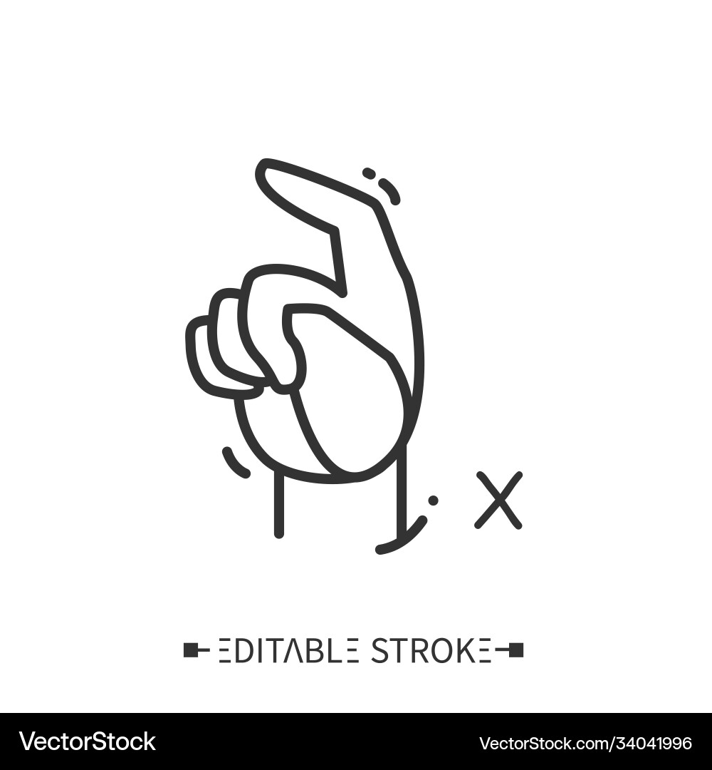 Hand gesture showing x letter line icon Royalty Free Vector