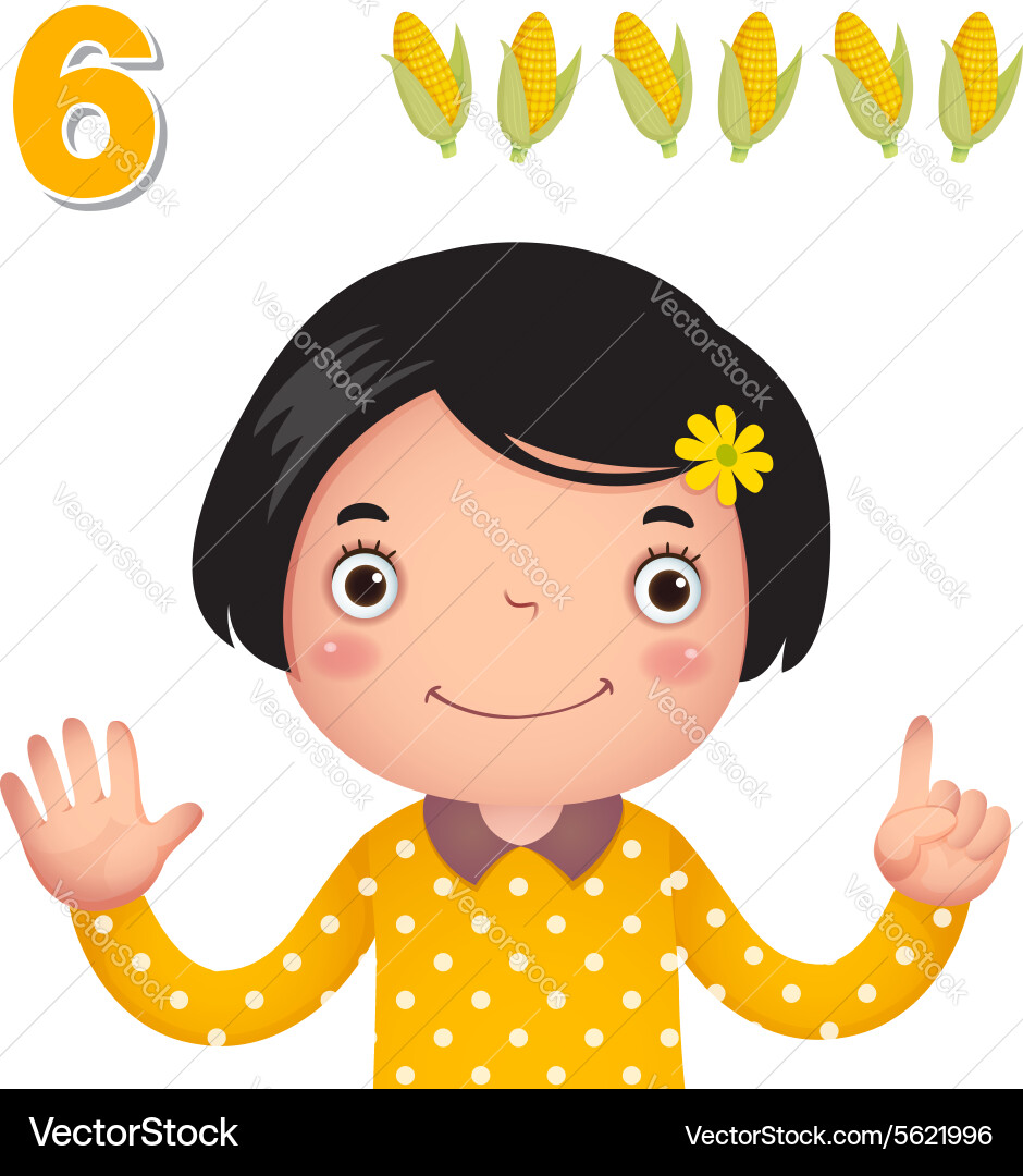 Learn number and counting six Royalty Free Vector Image