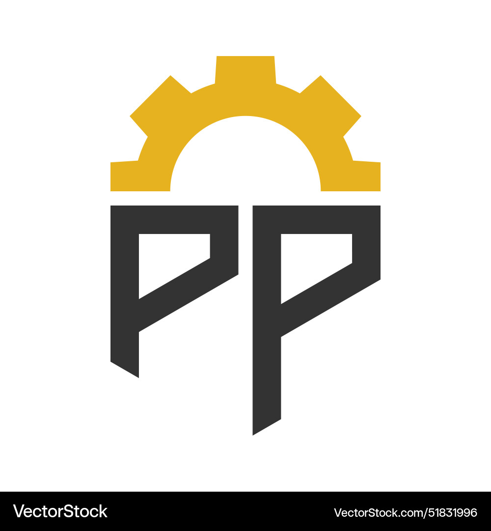 Letter pp gear logo design for service center Vector Image