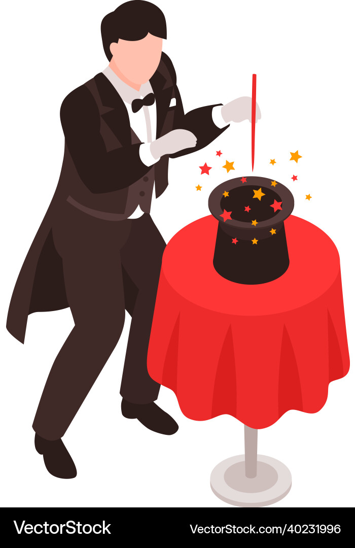 Magician hat trick composition Royalty Free Vector Image