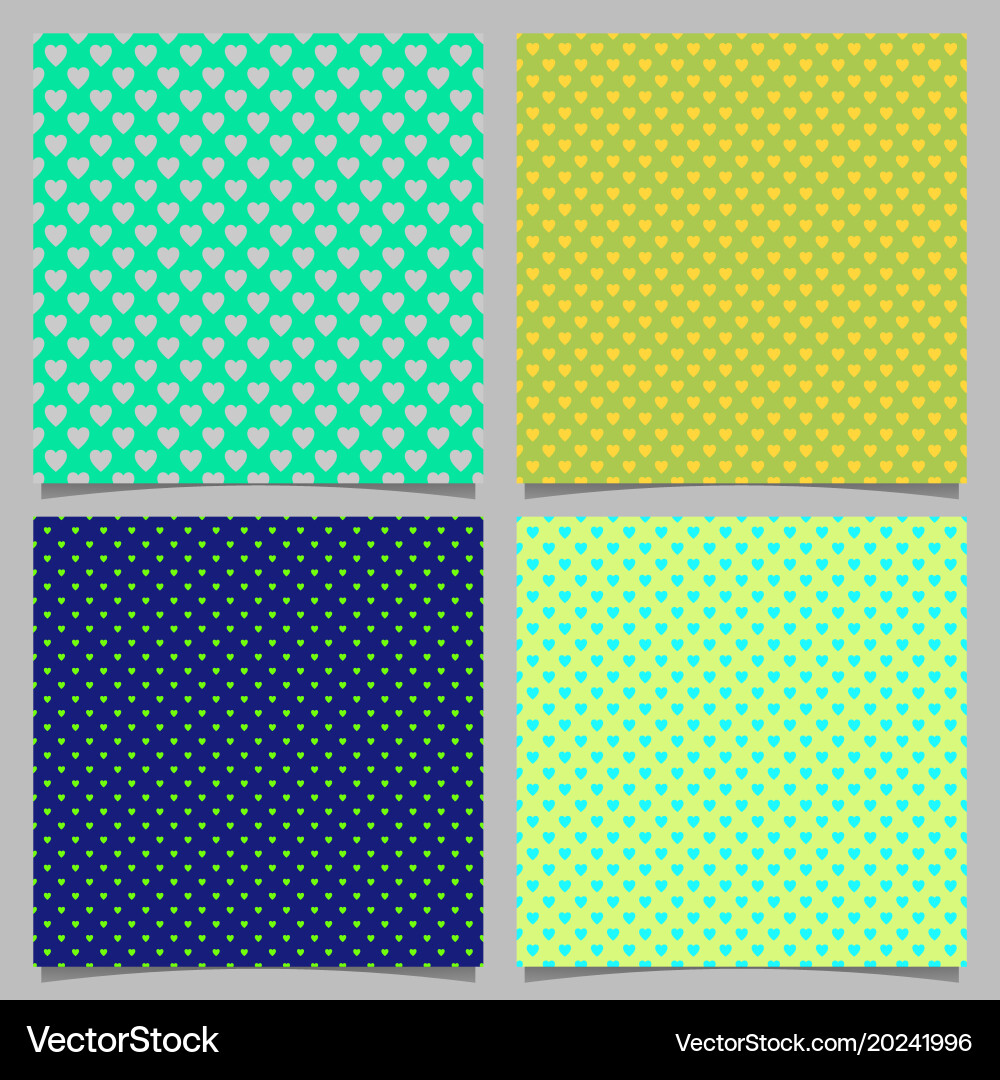 Repeating heart pattern background set - love Vector Image