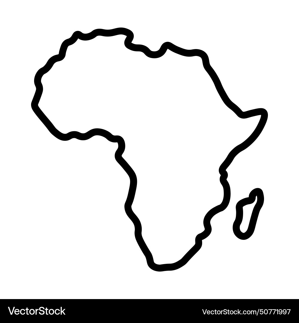 Africa outline map on white background Royalty Free Vector