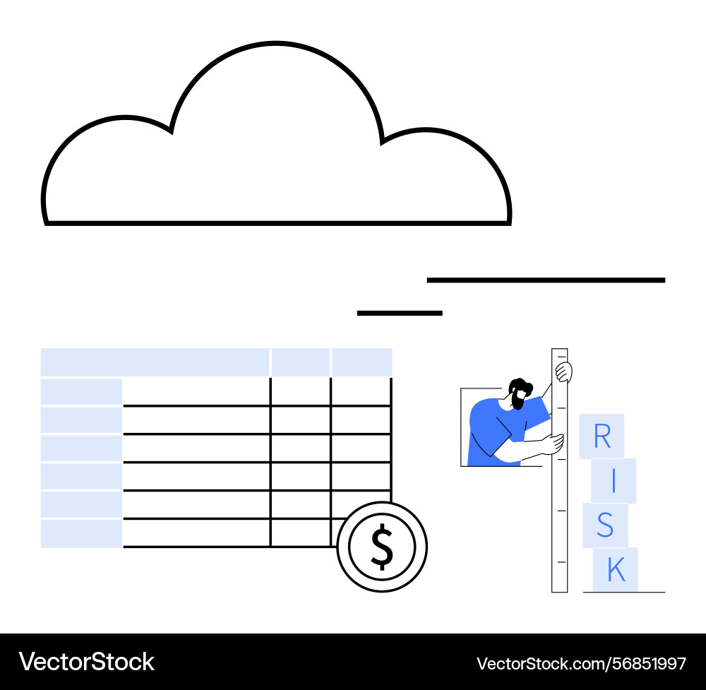 Cloud-based risk analysis and financial data Vector Image