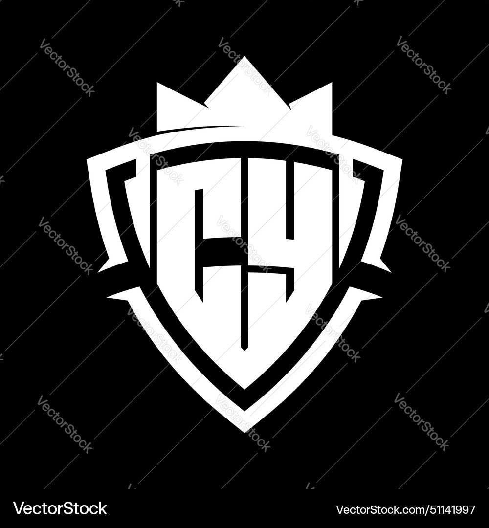 Cy letter monogram with triangle curve shield Vector Image