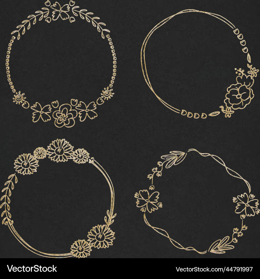 Gold effect round frame set Royalty Free Vector Image