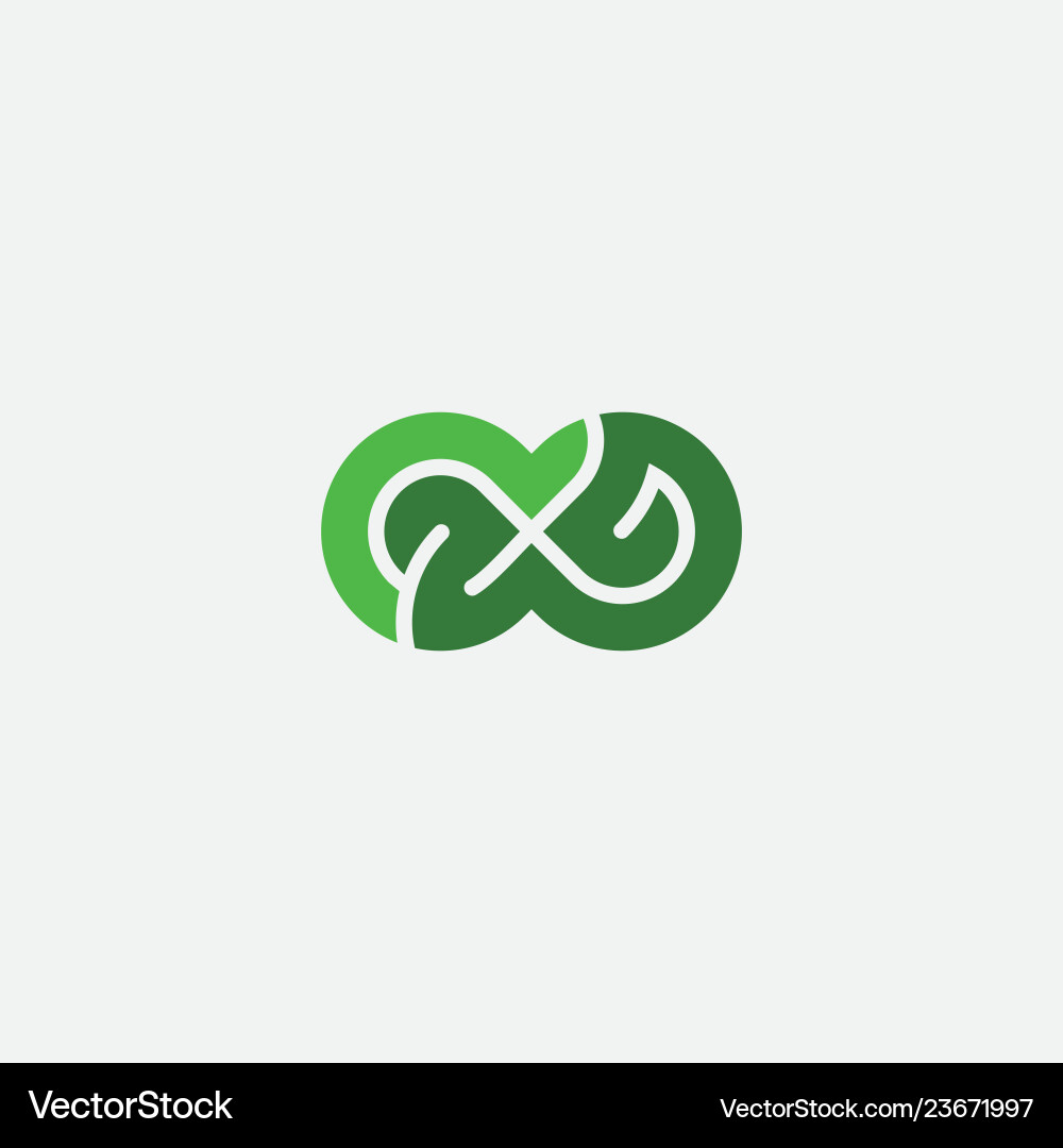 Green symbol infinity logo endless sign Royalty Free Vector