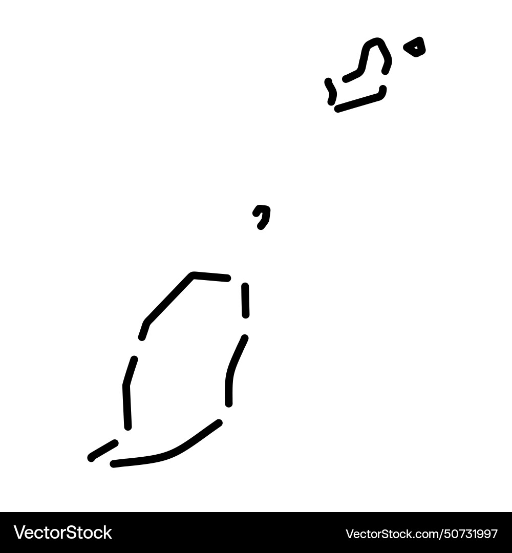 Grenada simplified broken outline map Royalty Free Vector