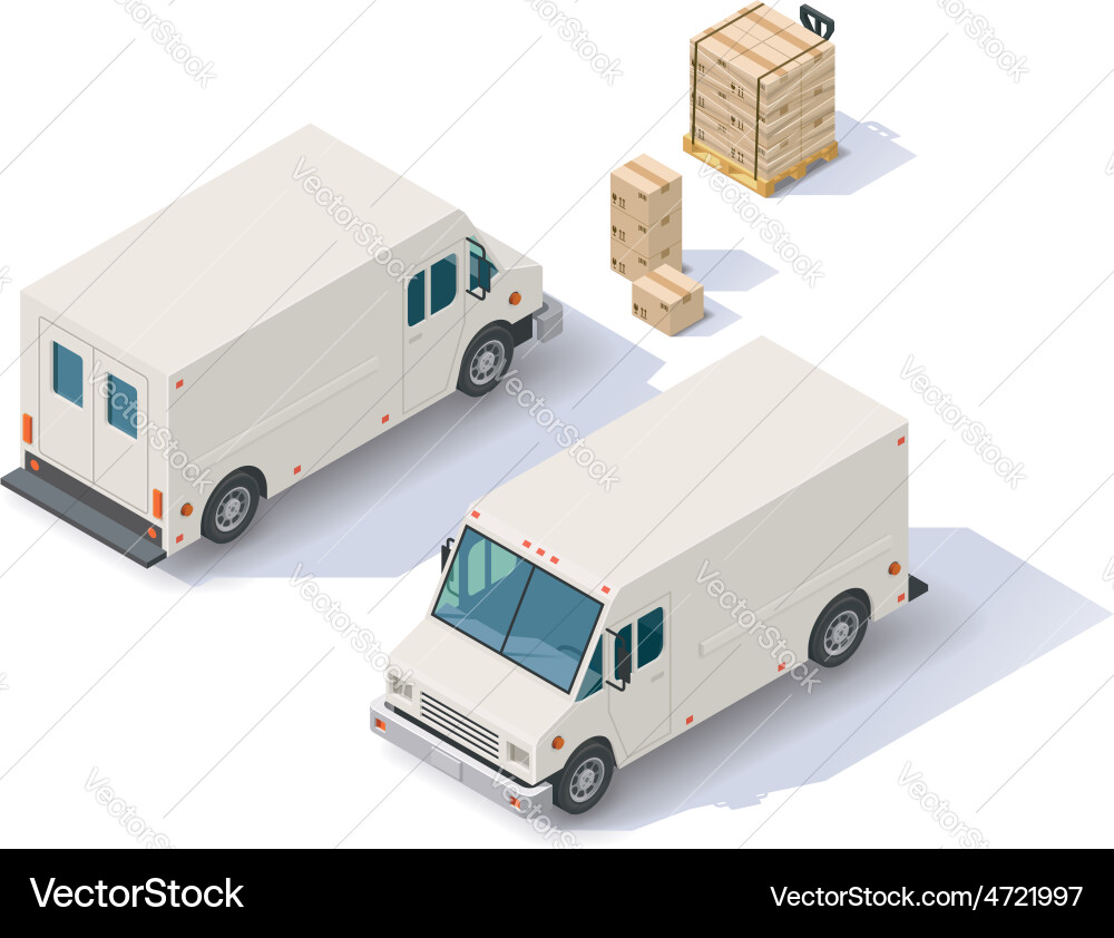 Isometric delivery van Royalty Free Vector Image