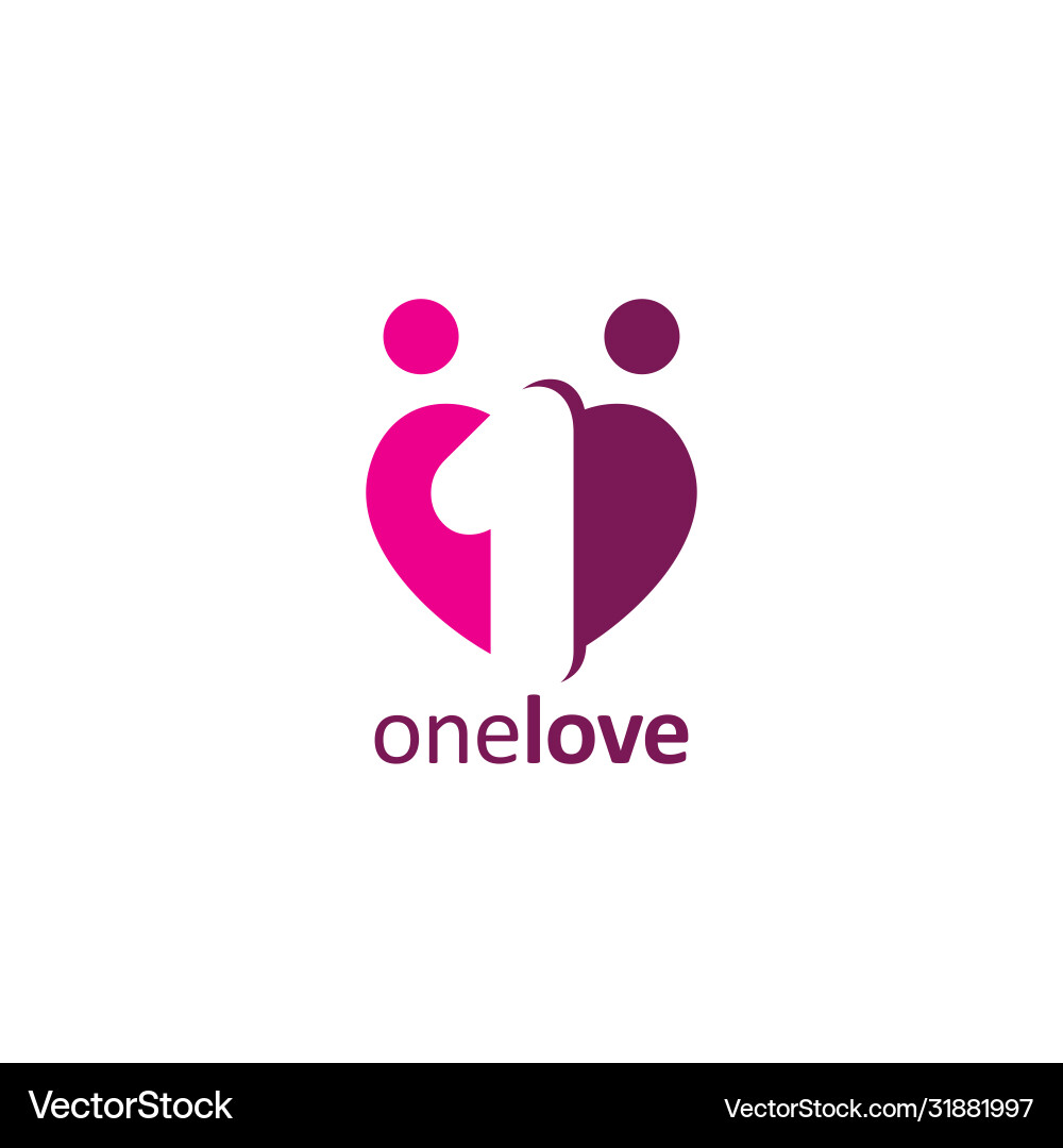 One love logo simple people heart Royalty Free Vector Image