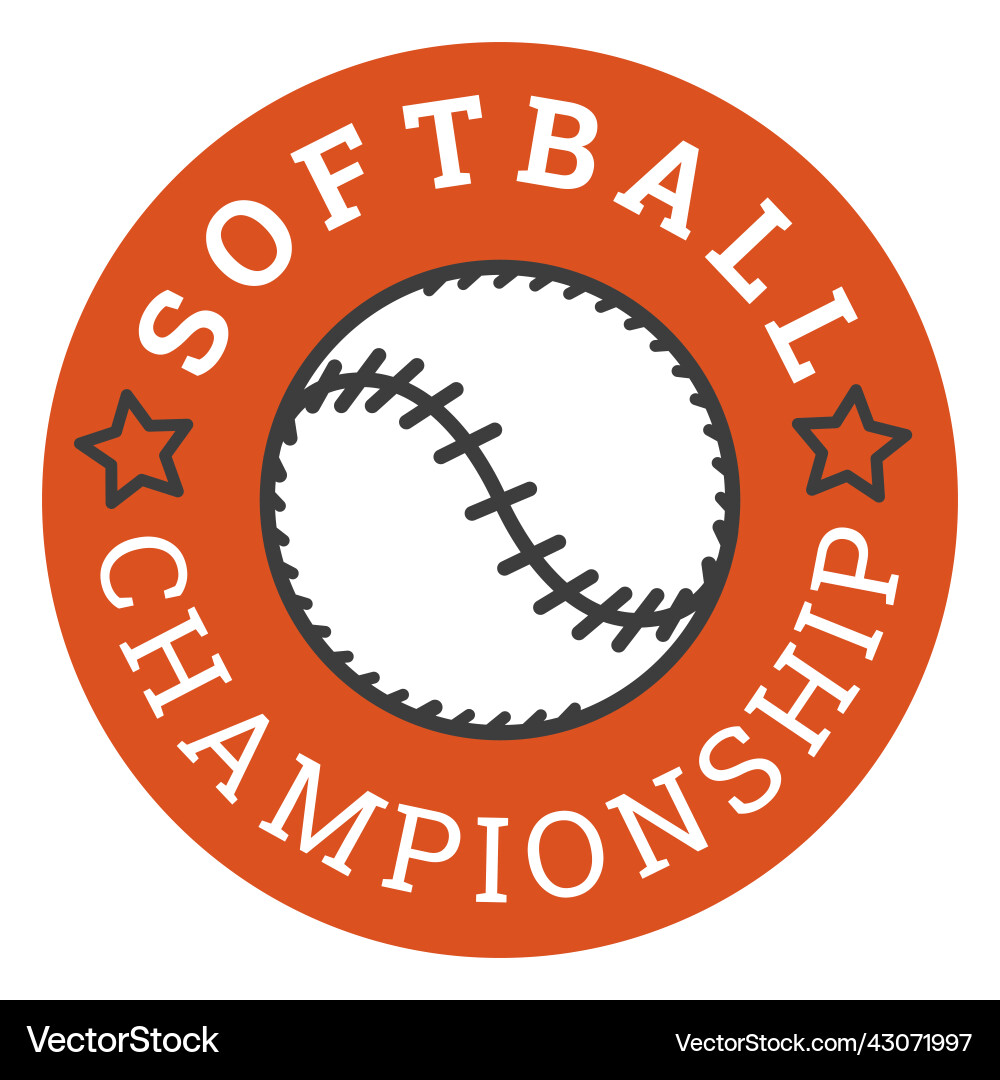 Softball championship badge Royalty Free Vector Image